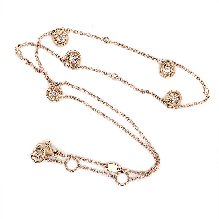 18 Karat Rose Gold Round Multi Charm Diamond Necklace For Sale at 1stDibs