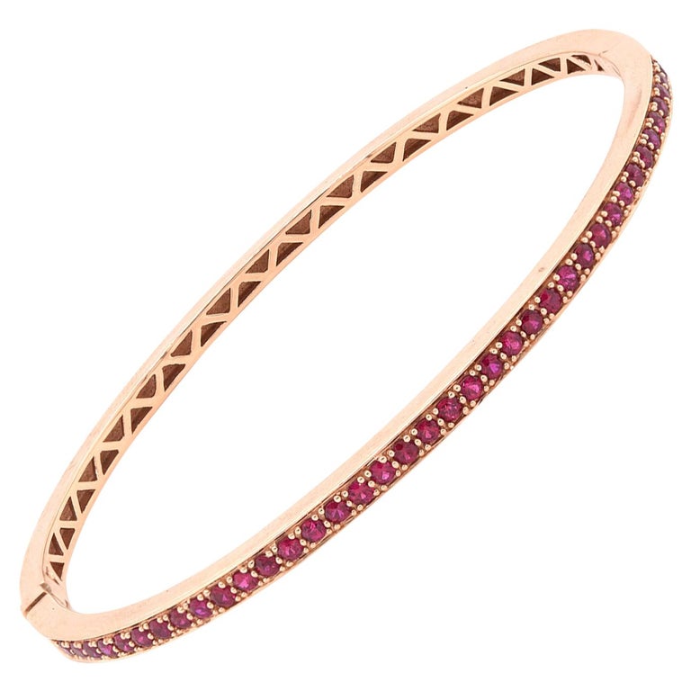 18 Karat Rose Gold Ruby Bangle Bracelet For Sale at 1stDibs