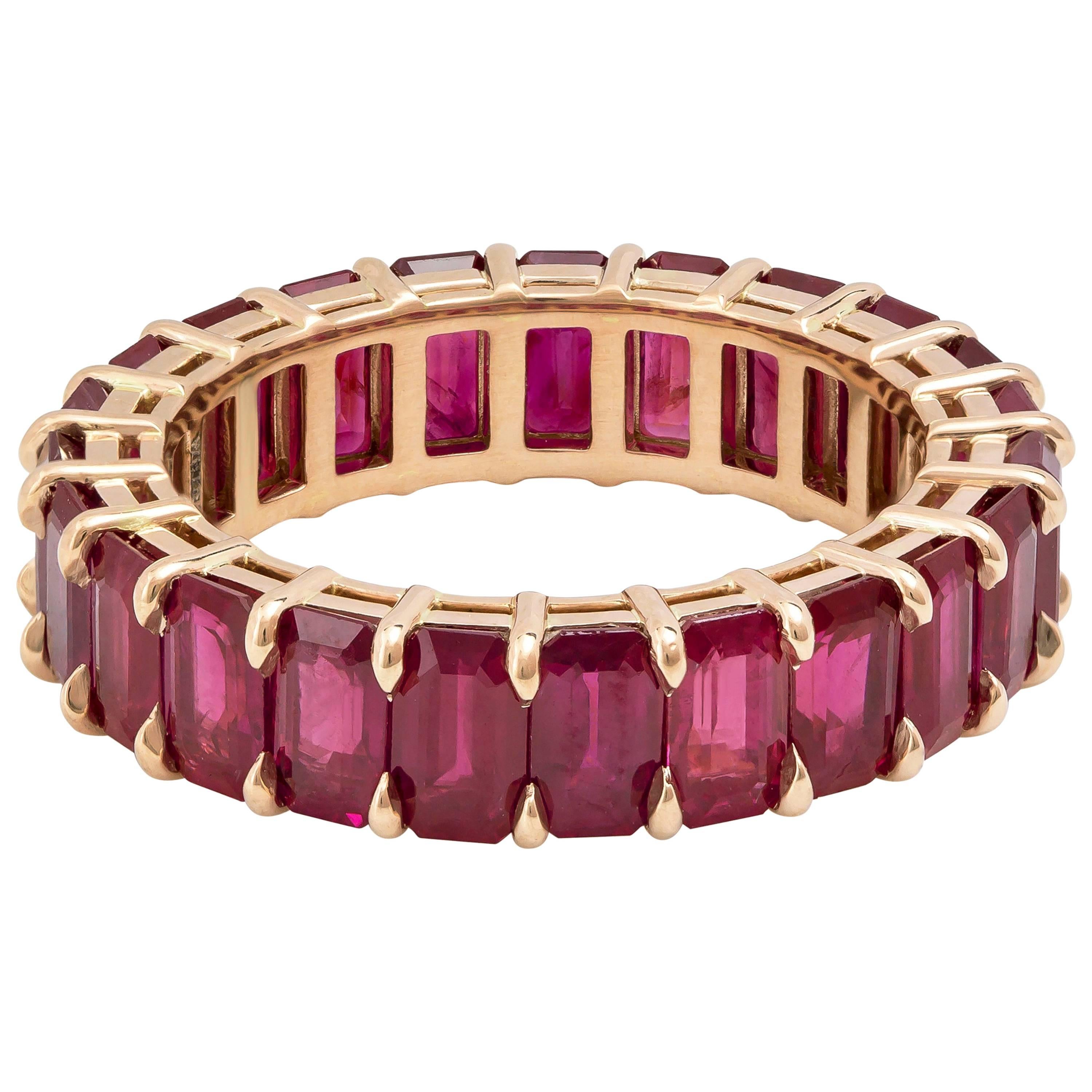 Burmese Ruby Gold Eternity Wedding Band Ring at 1stDibs