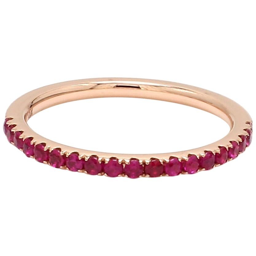 18 Karat Rose Gold Ruby Wedding Stack Ring Band at 1stDibs