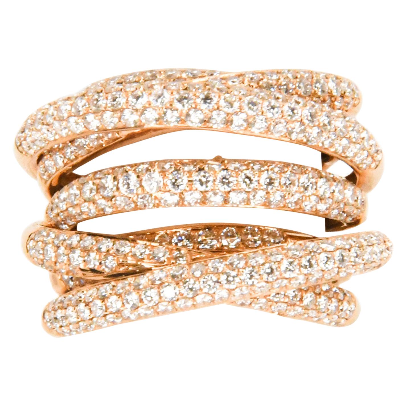 Five-Row Micro Pave Ruby in 18 Karat Rose Gold Eternity Band Ring at ...