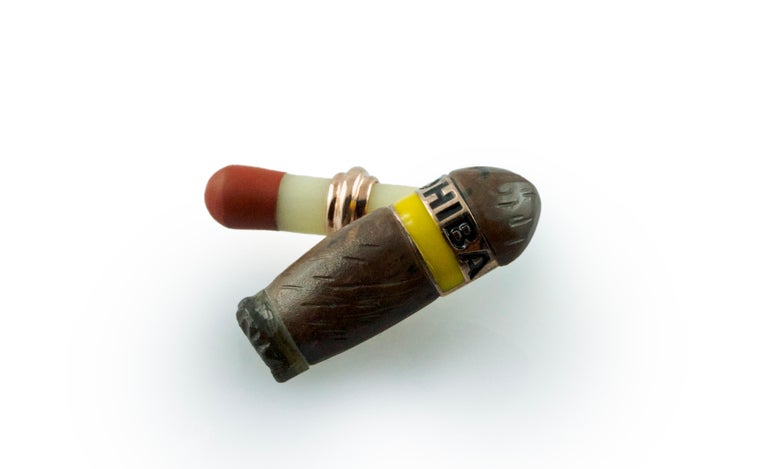 18 Karat Rose Gold Sigar and Match Cufflinks For Sale at 1stDibs