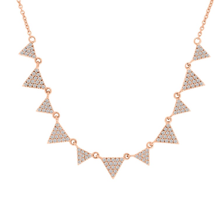 18 Karat Rose Gold Triangle Diamond Necklace '1/2 Carat' For Sale at ...