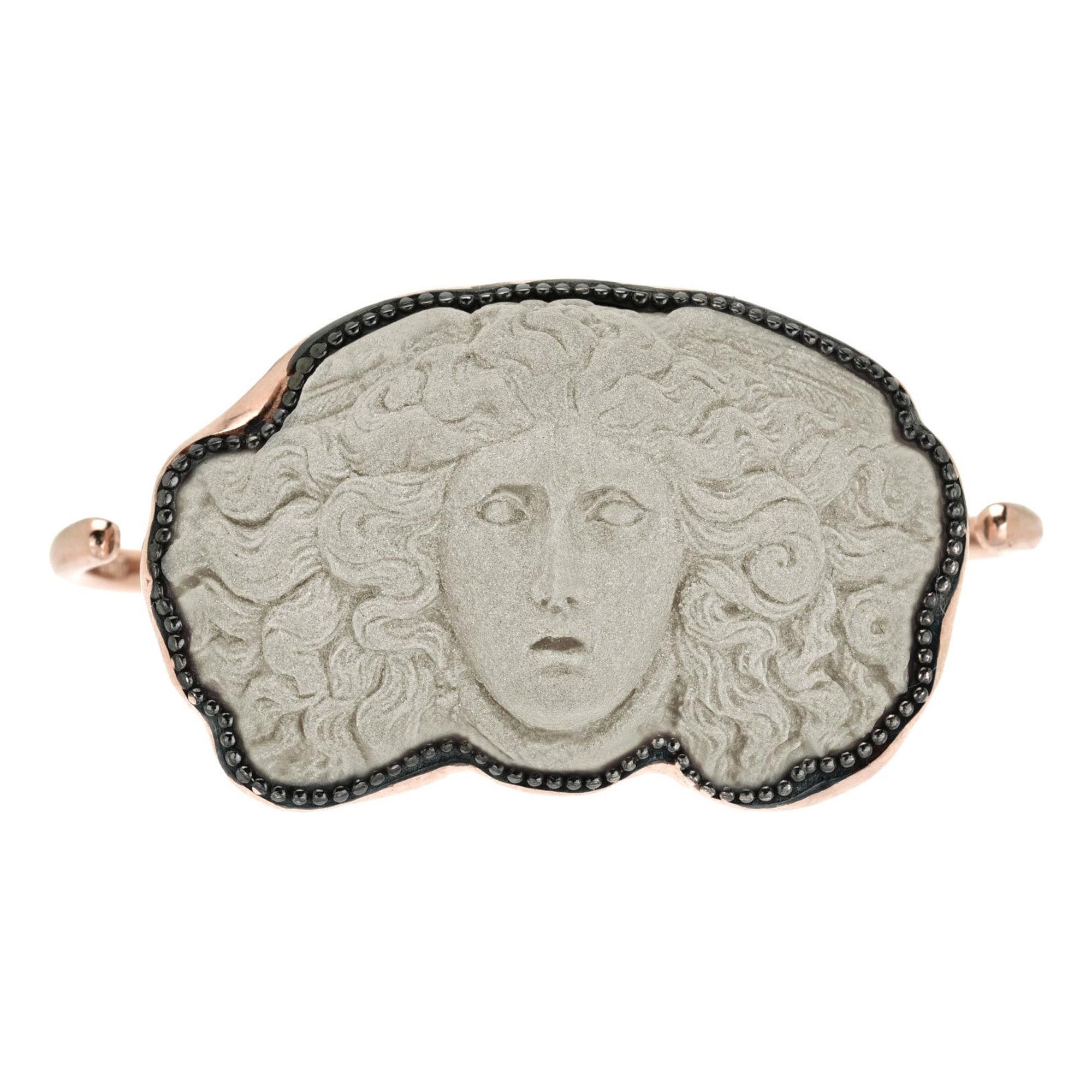 18 Karat Rose Gold Vermeil Greek Medusa Cameo Necklace For Sale at 1stDibs