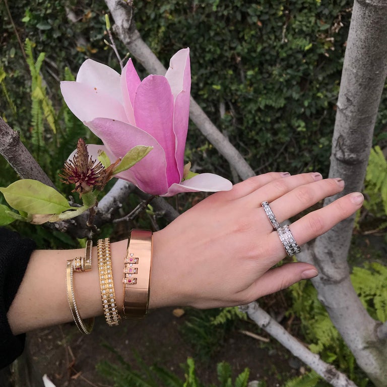 18 Karat Rose Gold White Diamond Double Carousel Bracelet For Sale at ...