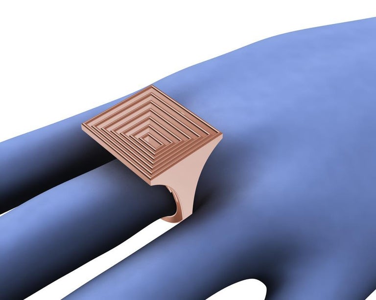 Customizable 18 Karat Rose Gold Women's Rectangle Rows Ring For Sale at ...