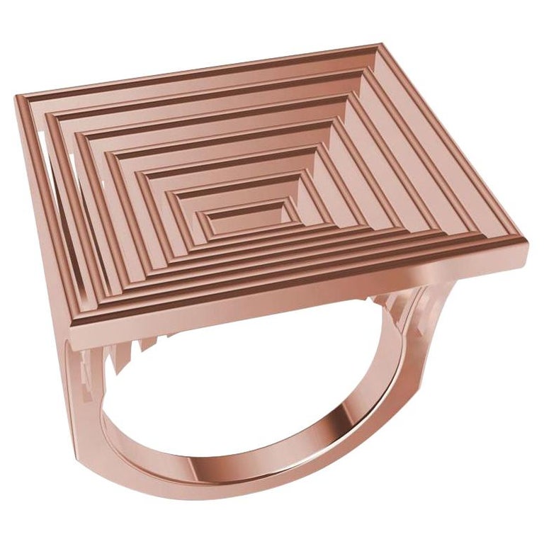 Customizable 18 Karat Rose Gold Women's Rectangle Rows Ring For Sale at ...