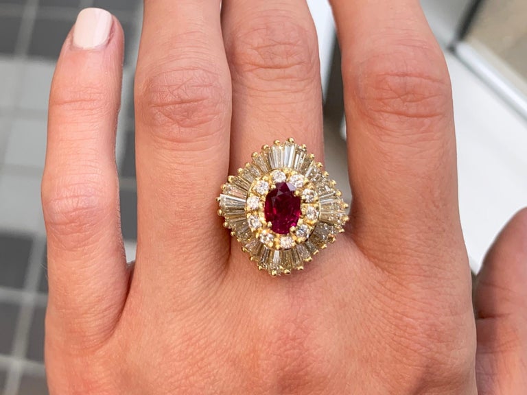 18 Karat Ruby and Diamond Ballerina Ring at 1stDibs