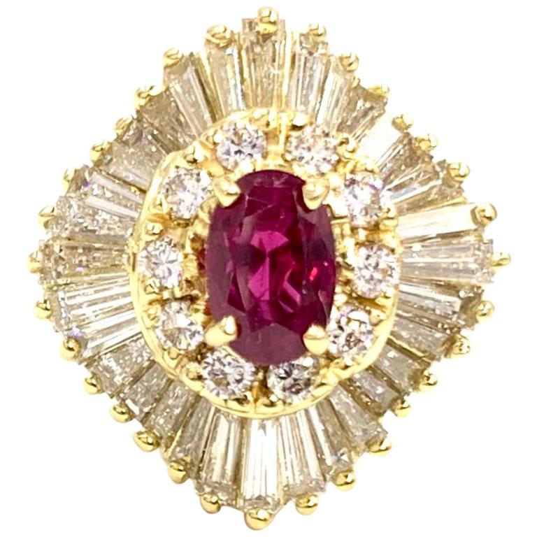 18 Karat Ruby and Diamond Ballerina Ring at 1stDibs