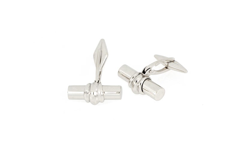 18 Karat Solid White Gold Cufflinks For Sale at 1stDibs