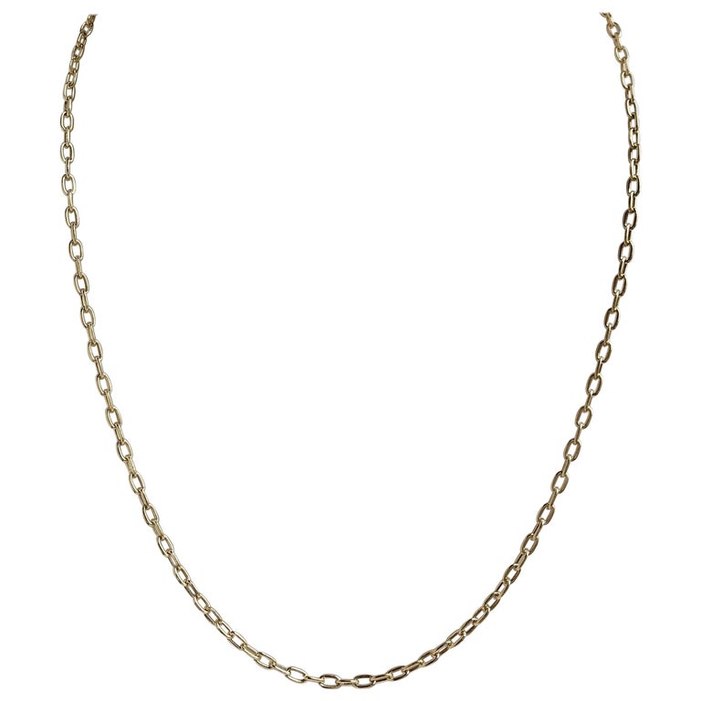 18 Karat Solid Yellow Gold Cable Link Chain Necklace at 1stDibs