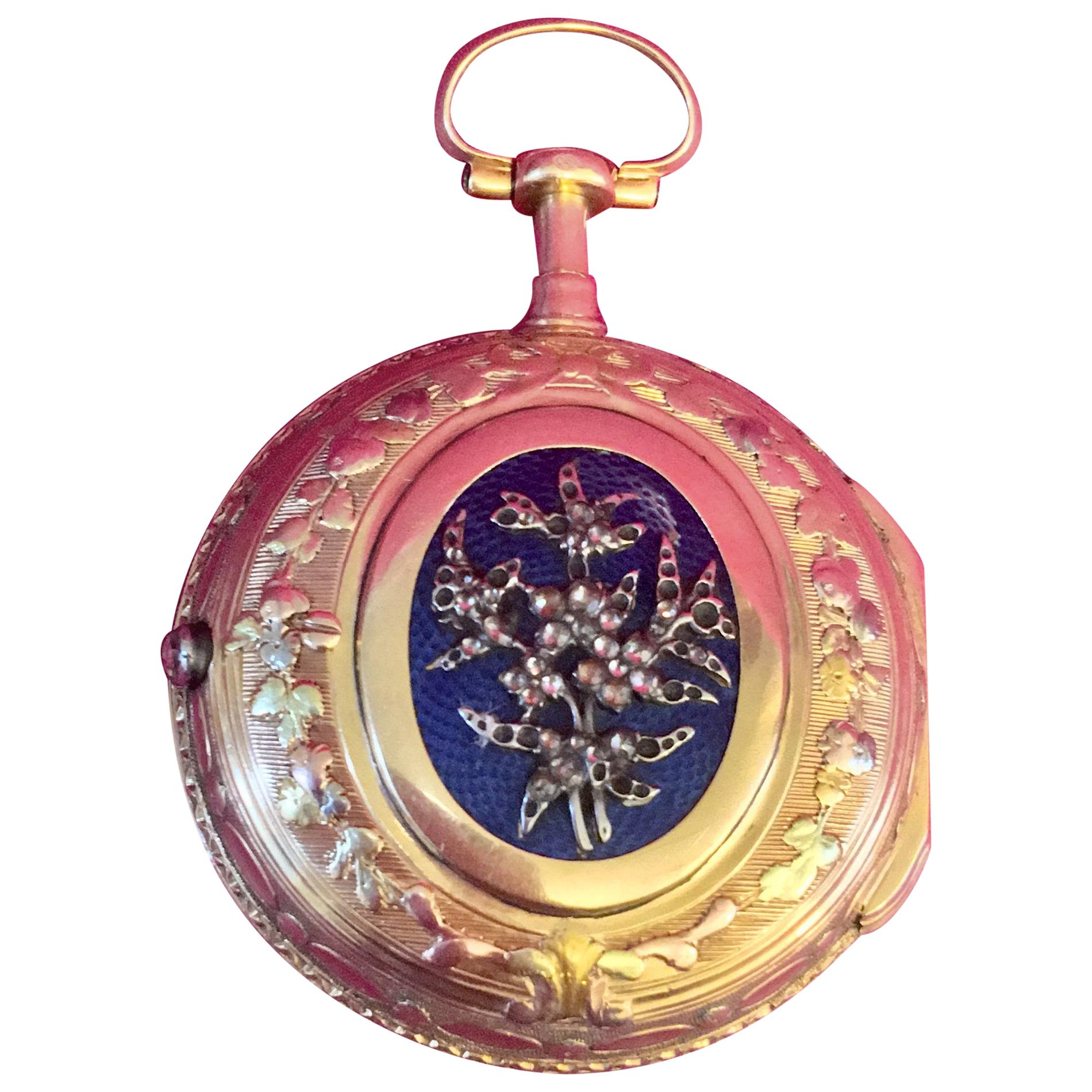 Beautiful Swiss Silver Musical Pocket Watch For Sale at 1stDibs