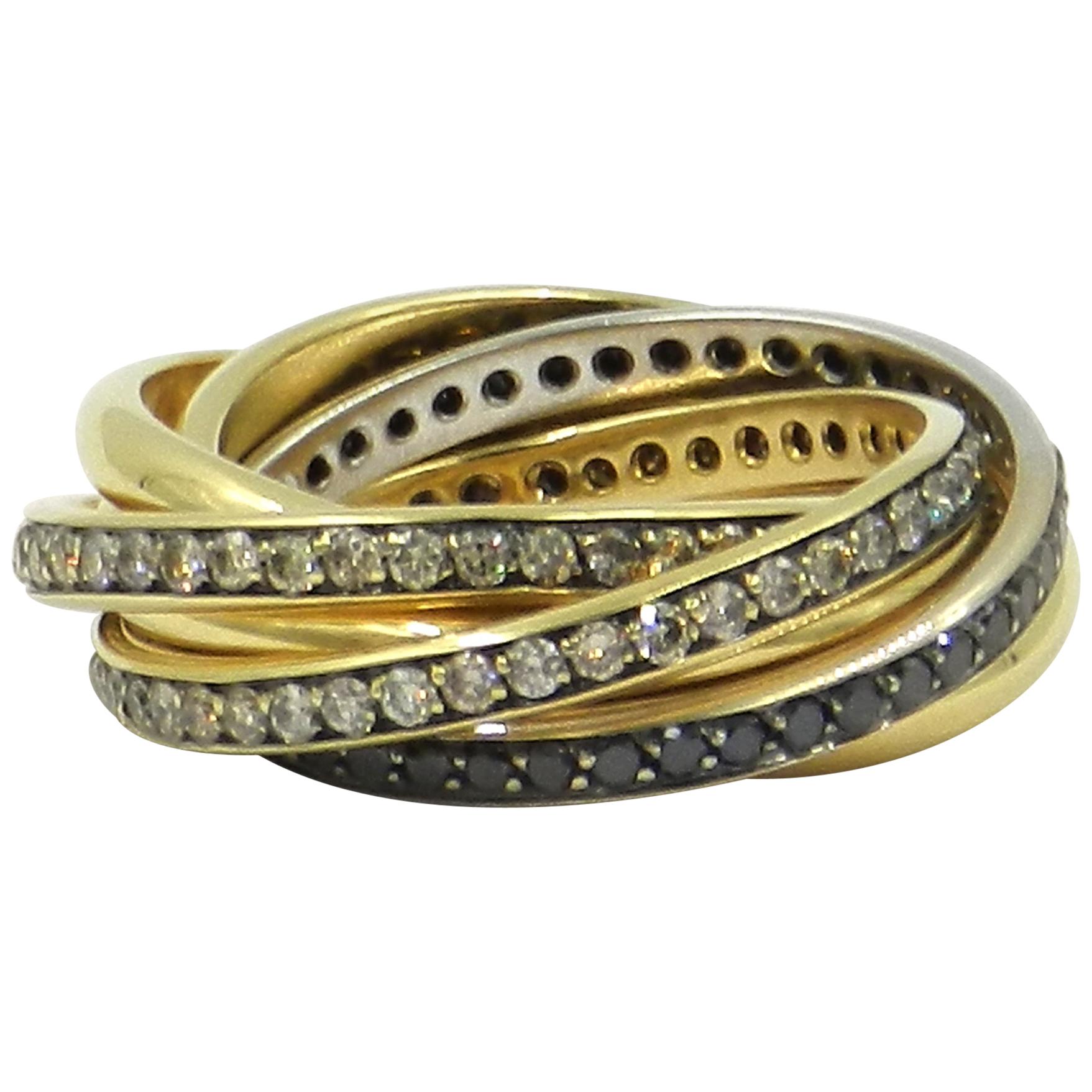 Diamond Tri-color Rolling Ring at 1stDibs