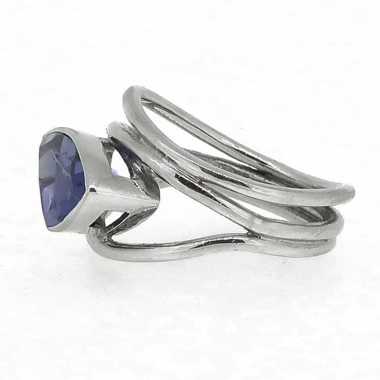 18 Karat Trillion Tanzanite Solitaire Ring White Gold For Sale at 1stDibs