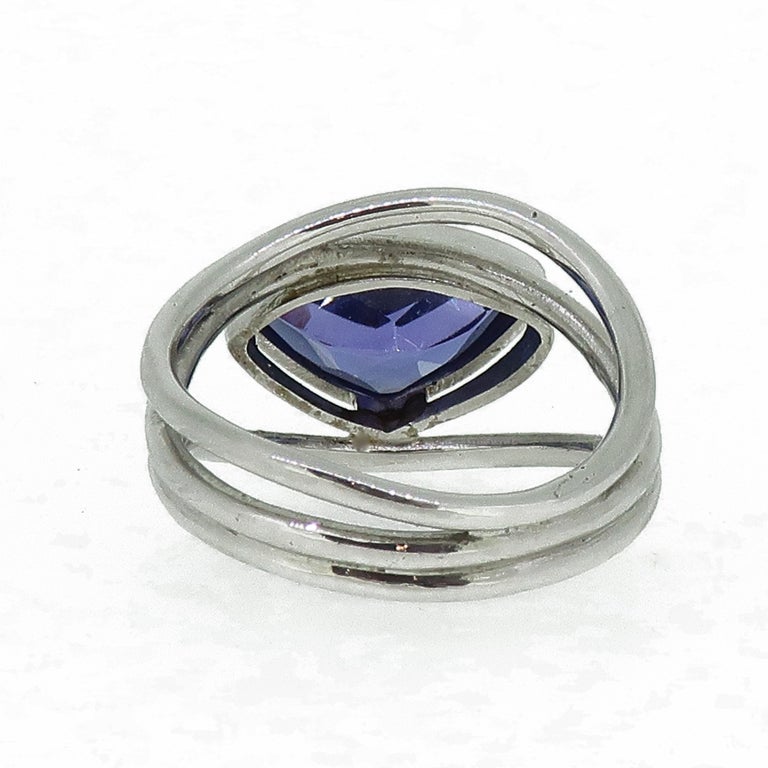 18 Karat Trillion Tanzanite Solitaire Ring White Gold For Sale at 1stDibs
