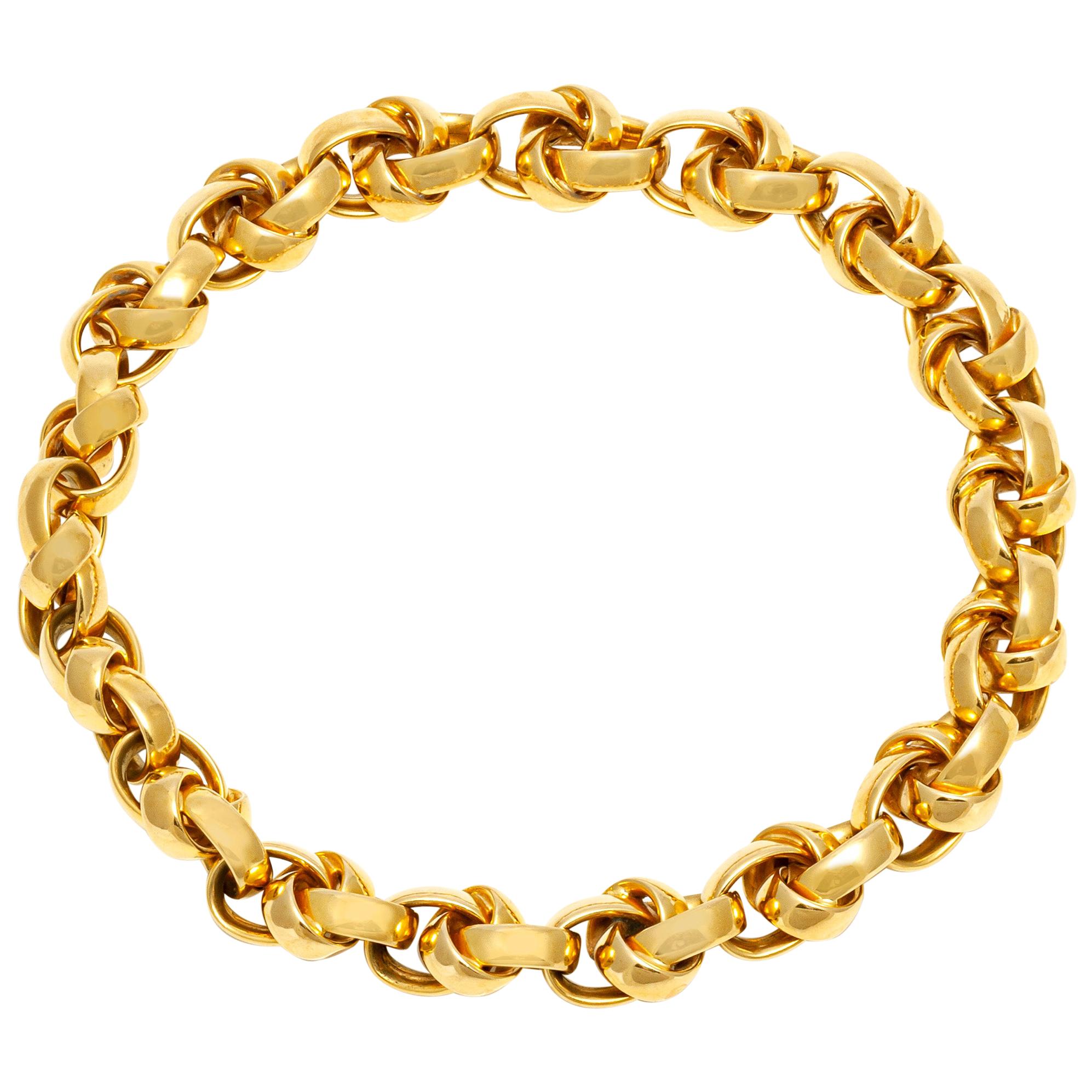18 Karat Tripling Link Gold Choker Necklace at 1stDibs | 18 karat gold ...