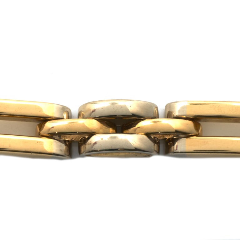 18 Karat Two Tone Custom Rectangular Link Bracelet For Sale at 1stDibs
