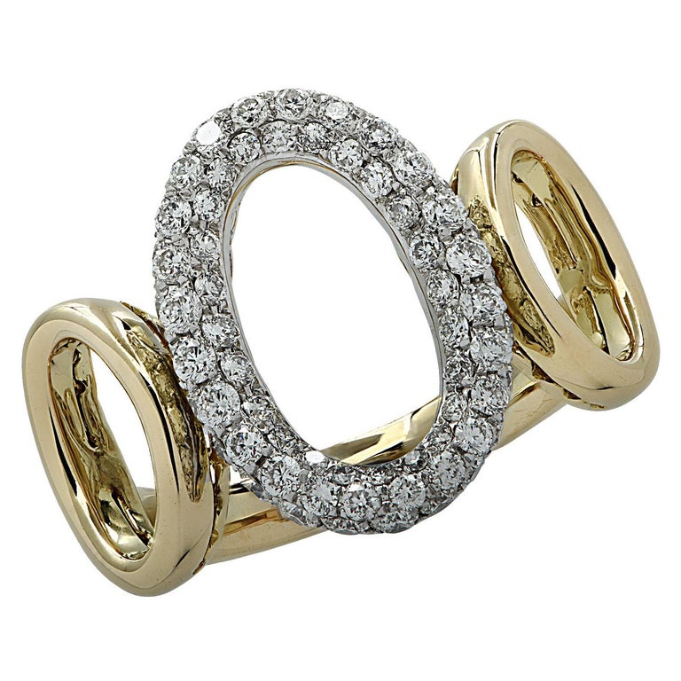 18 Karat Two Tone Diamond Encrusted Ring at 1stDibs