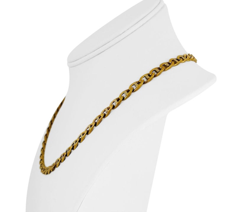 18 Karat Two Tone Gold Solid Mariner Gucci Link Chain Necklace Italy ...