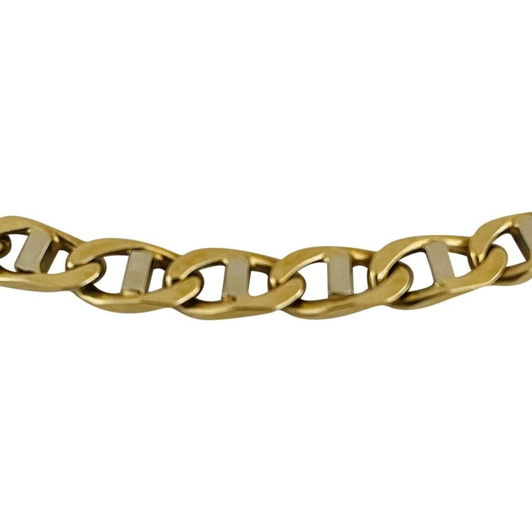 18 Karat Two Tone Gold Solid Mariner Gucci Link Chain Necklace Italy ...