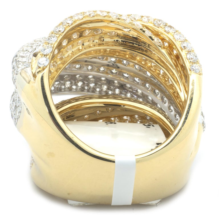 18 Karat Two Tone Pave Diamond Bypass Ring For Sale at 1stDibs