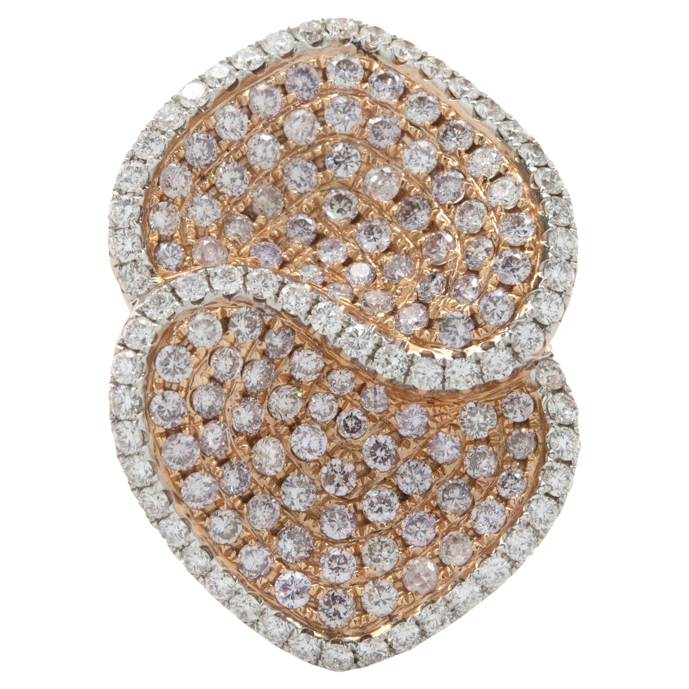 18 Karat Two Tone Pave Diamond Bypass Ring For Sale at 1stDibs