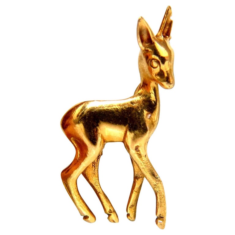18 Karat Vintage Giselle Deer Gold Pin For Sale at 1stDibs | giselle ...