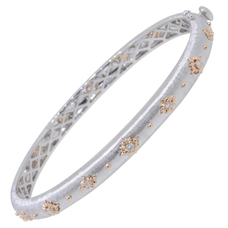 18 Karat White and Rose Gold Diamonds Link Modern Bracelet in ...