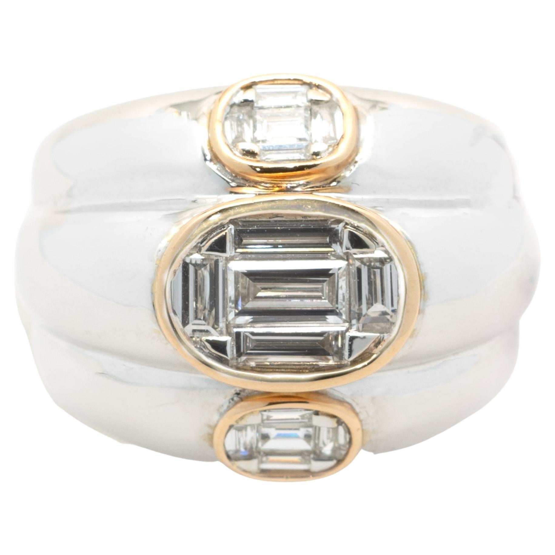 18 Karat White Gold Deco Style Mosaic Set Diamond Ring For Sale at 1stDibs