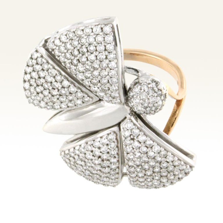 18 Karat White and Yellow Gold with White Diamond Modern Amazing Ring ...