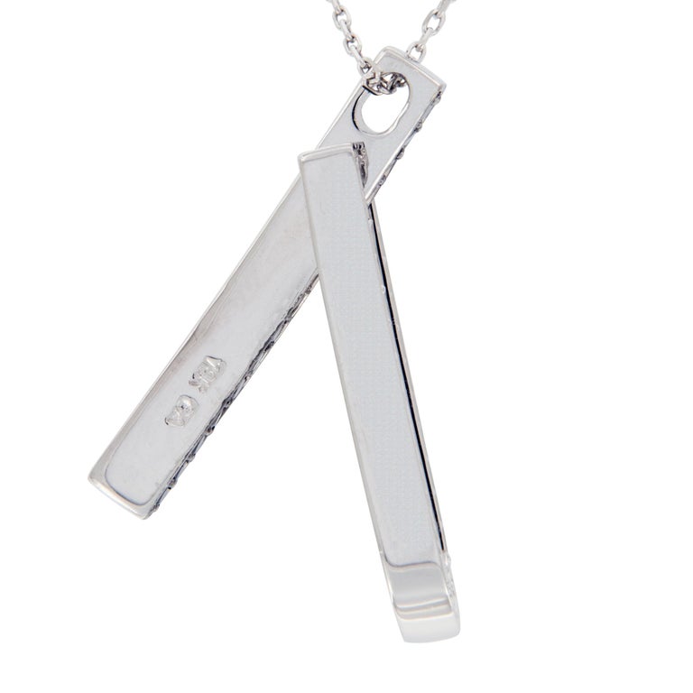 18 Karat White Gold 1.11 Cttw Black and White Diamond Moveable Pendant ...