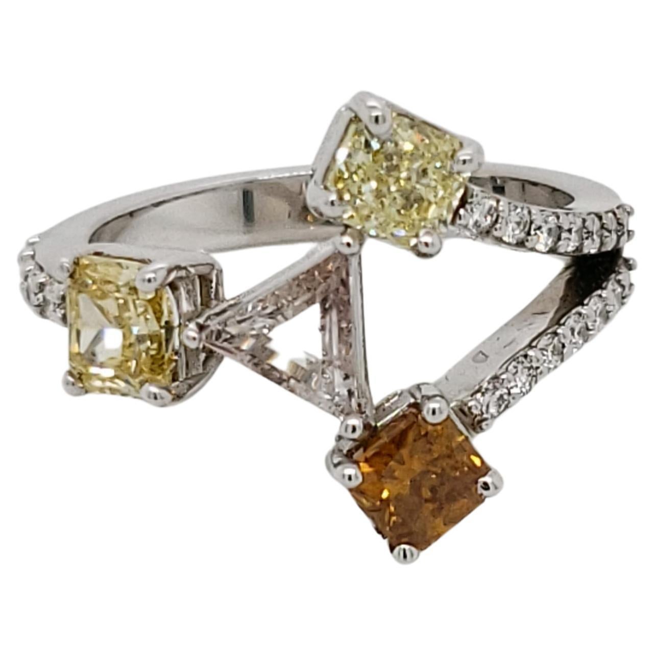 18 Karat White Gold 1.84 Carat Fancy-cut Natural Diamond Ring (Size 6. ...