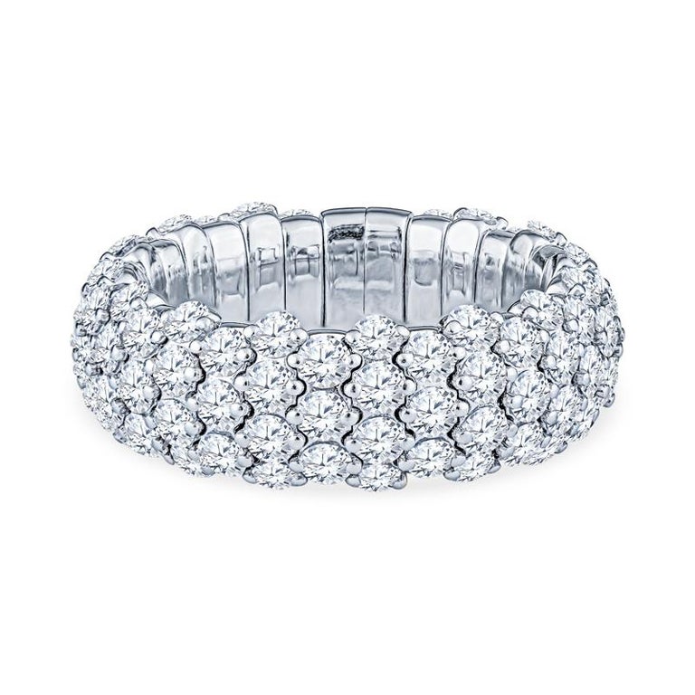 18 Karat White Gold 3.75 Carat Total Weight Round Diamond Stretch Ring ...