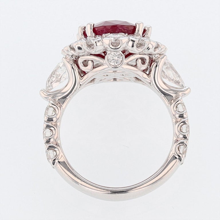 18 Karat Gold 6.75 Carat Burma Ruby GRS Certificate 3.26 Carat Diamond ...