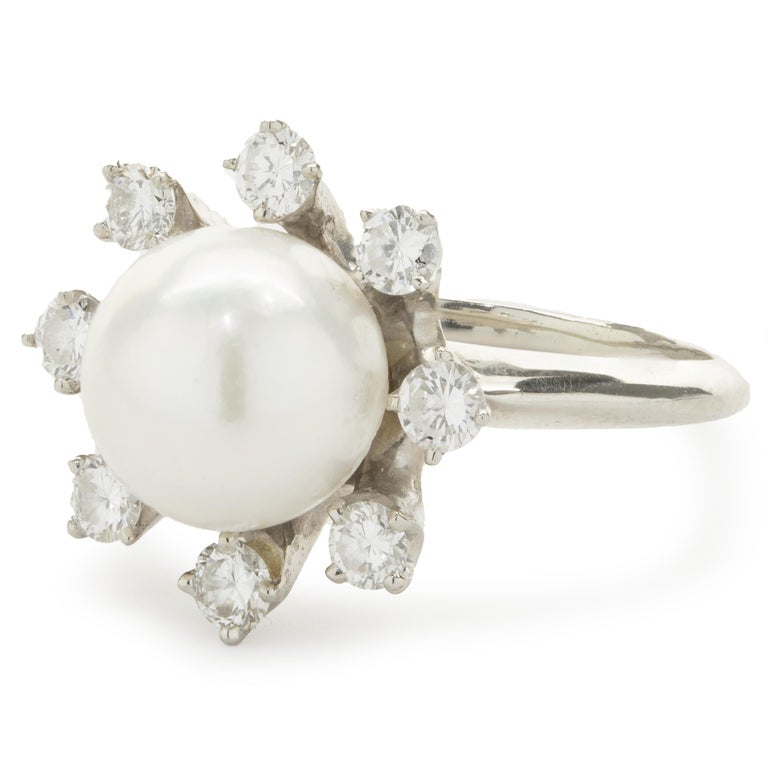 18 Karat White Gold Akoya Pearl and Diamond For Sale at 1stDibs