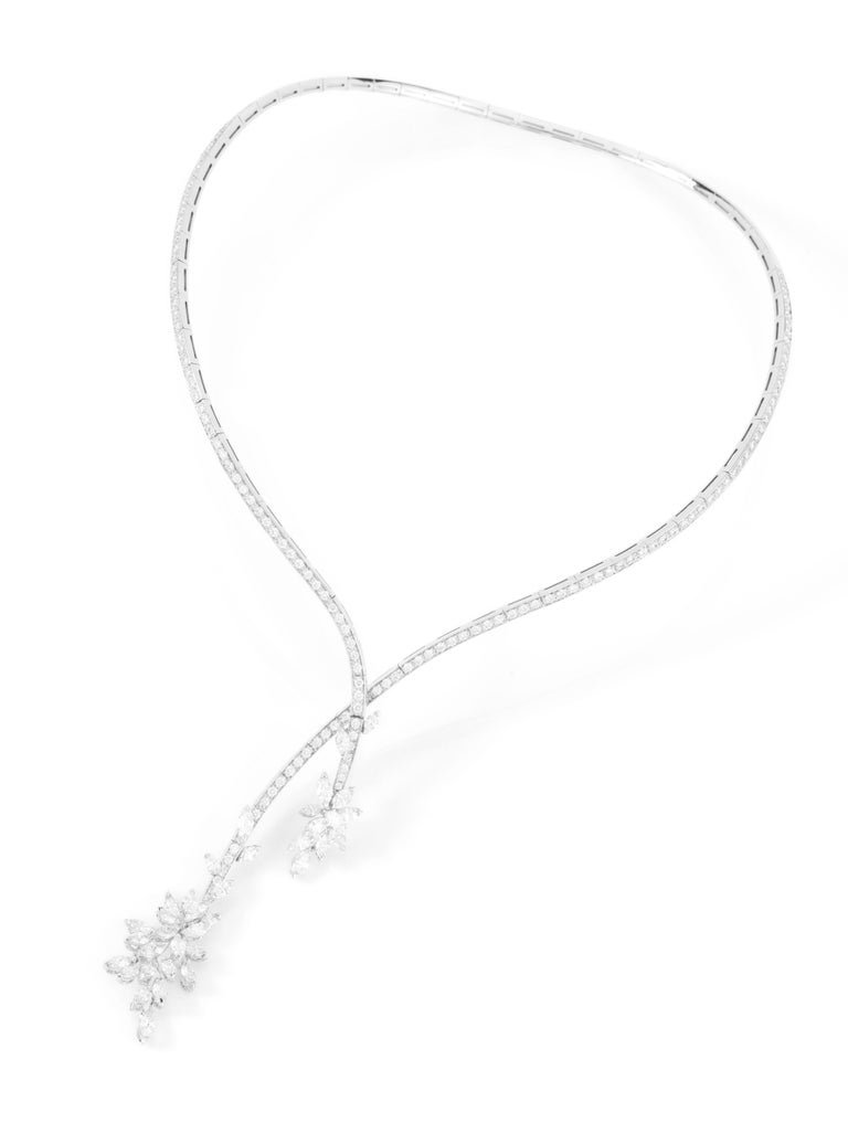 18 Karat White Gold and Diamond Collier Necklace For Sale at 1stDibs