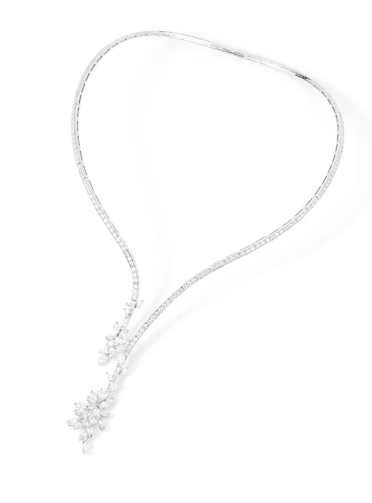 18 Karat White Gold and Diamond Collier Necklace For Sale at 1stDibs