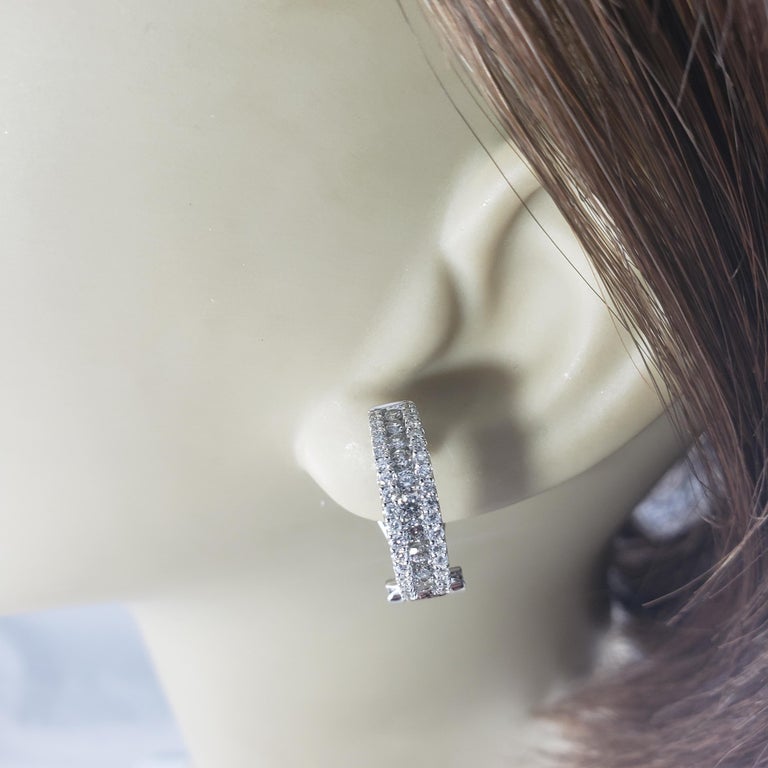 18 Karat White Gold and Diamond Half Hoop Earrings For Sale at 1stDibs