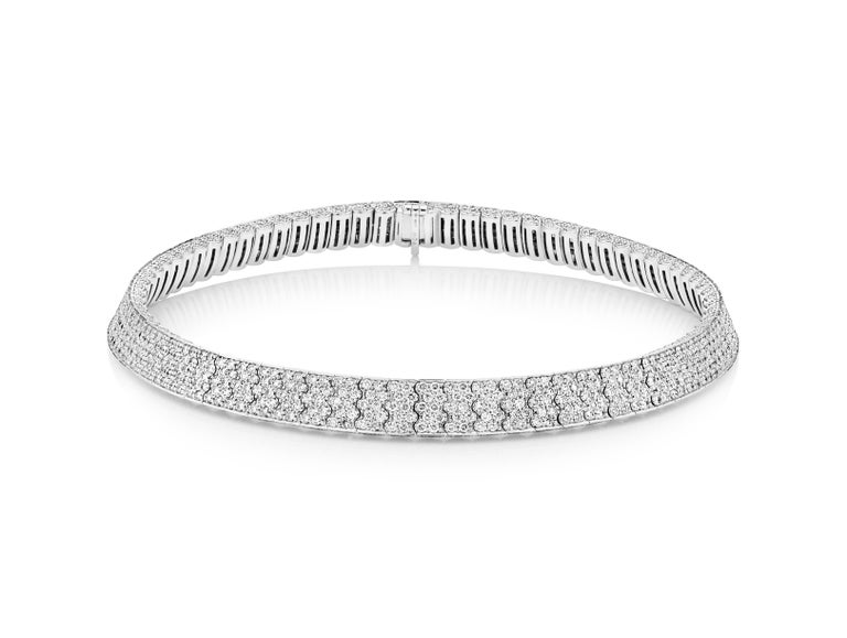 18 Karat White Gold and Diamond Link Choker For Sale at 1stDibs