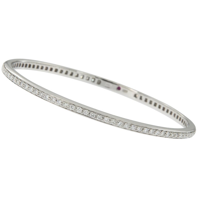 Roberto Coin 18 Karat White Gold and Diamond Solid Bangle Bracelet at ...