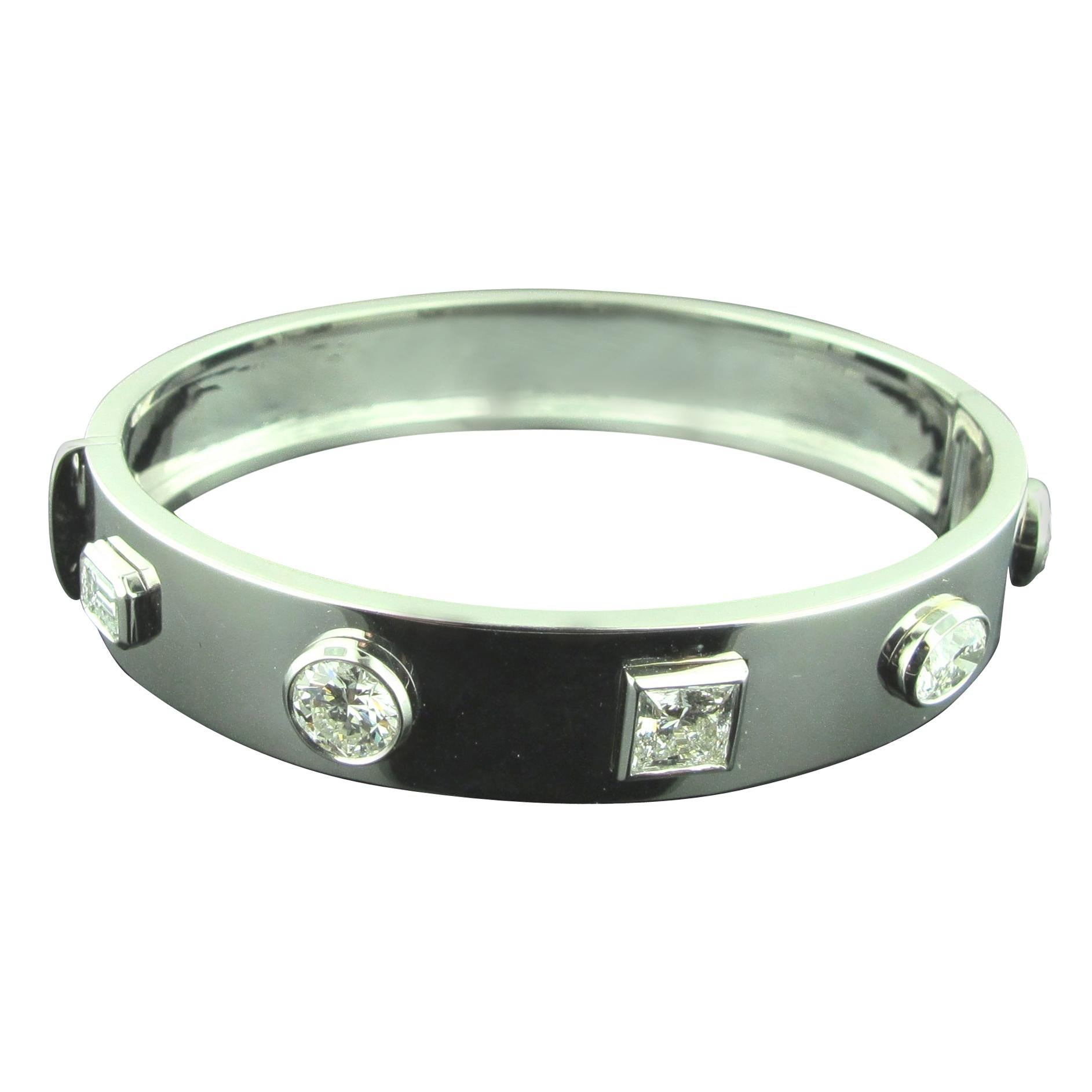 Two Yellow Gold 18 Karat and Diamonds Multi-Strand Bangles For Sale at ...