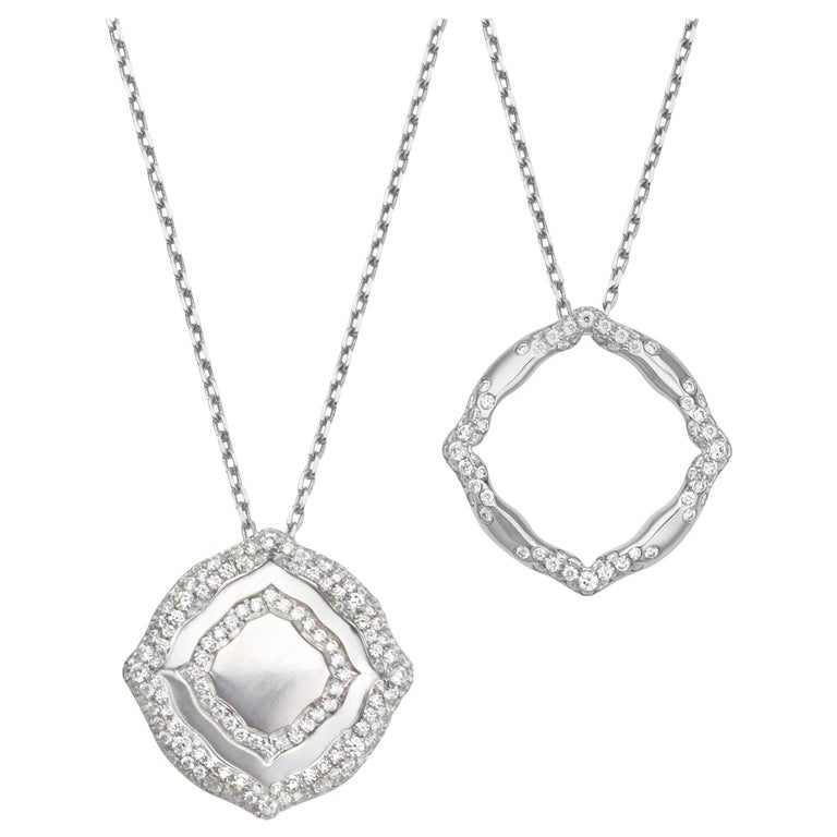 18 Karat White Gold and White Diamonds Stackable Pendants at 1stDibs