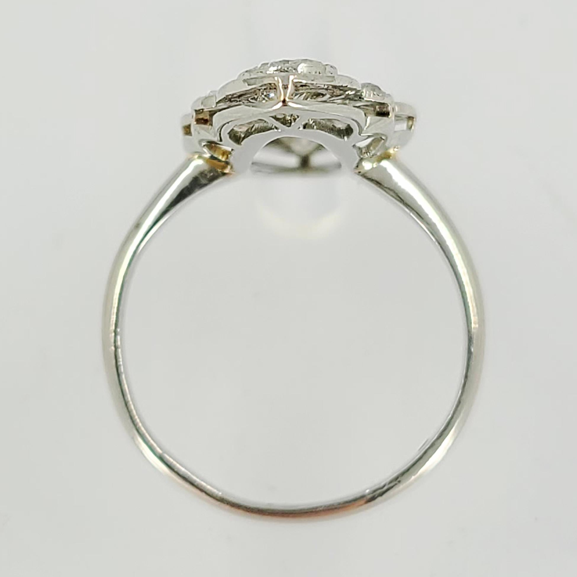 Antique White Gold Diamond Navette Ring For Sale at 1stDibs