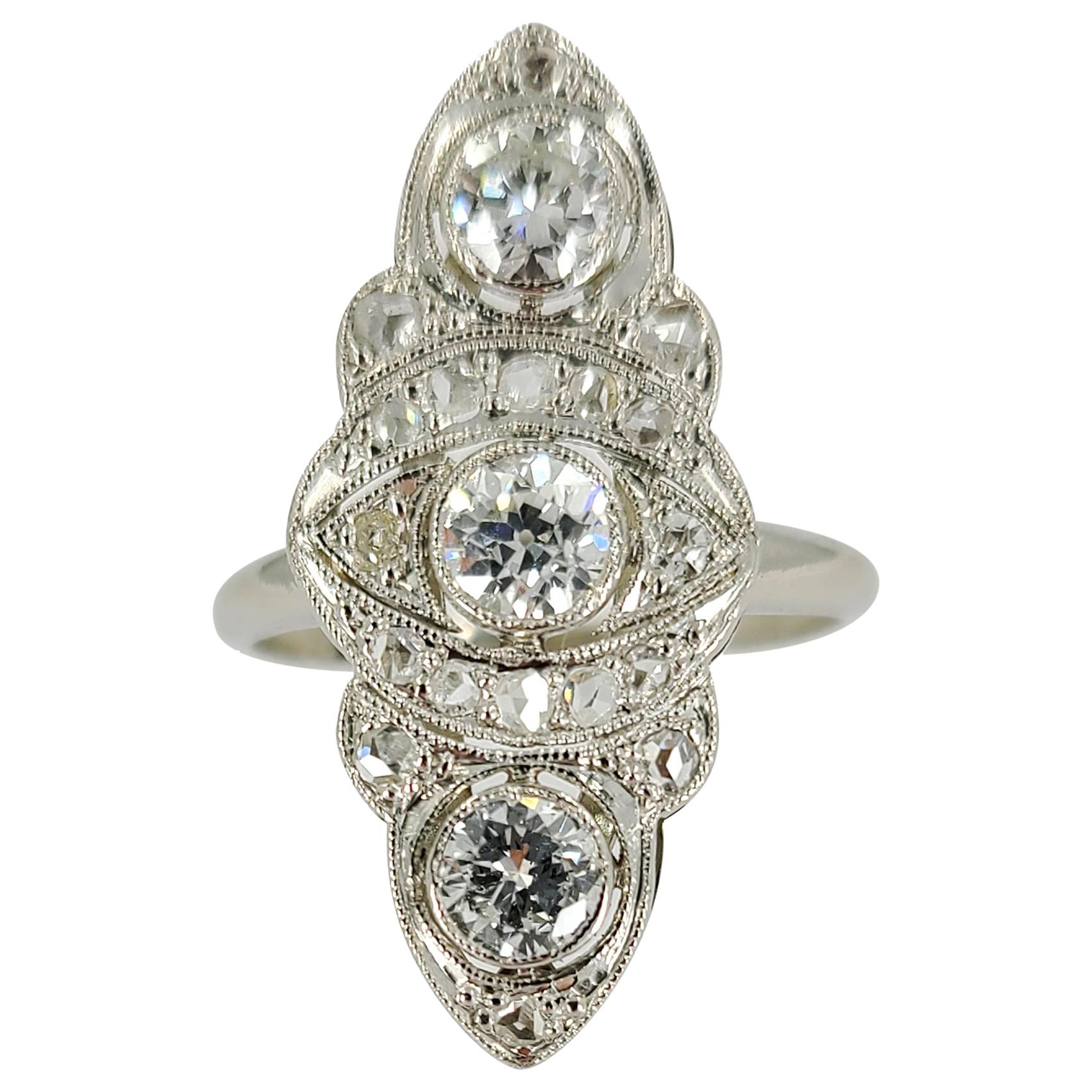 Antique English Diamond Navette Ring at 1stDibs