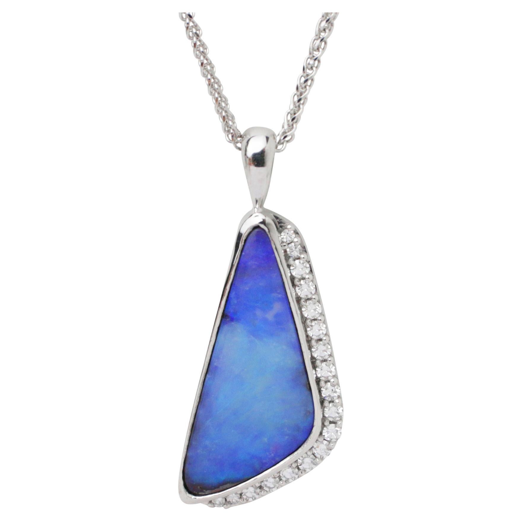 Huge 31 Carat Australian Andamooka Opal Pendant in Platinum with Pink ...