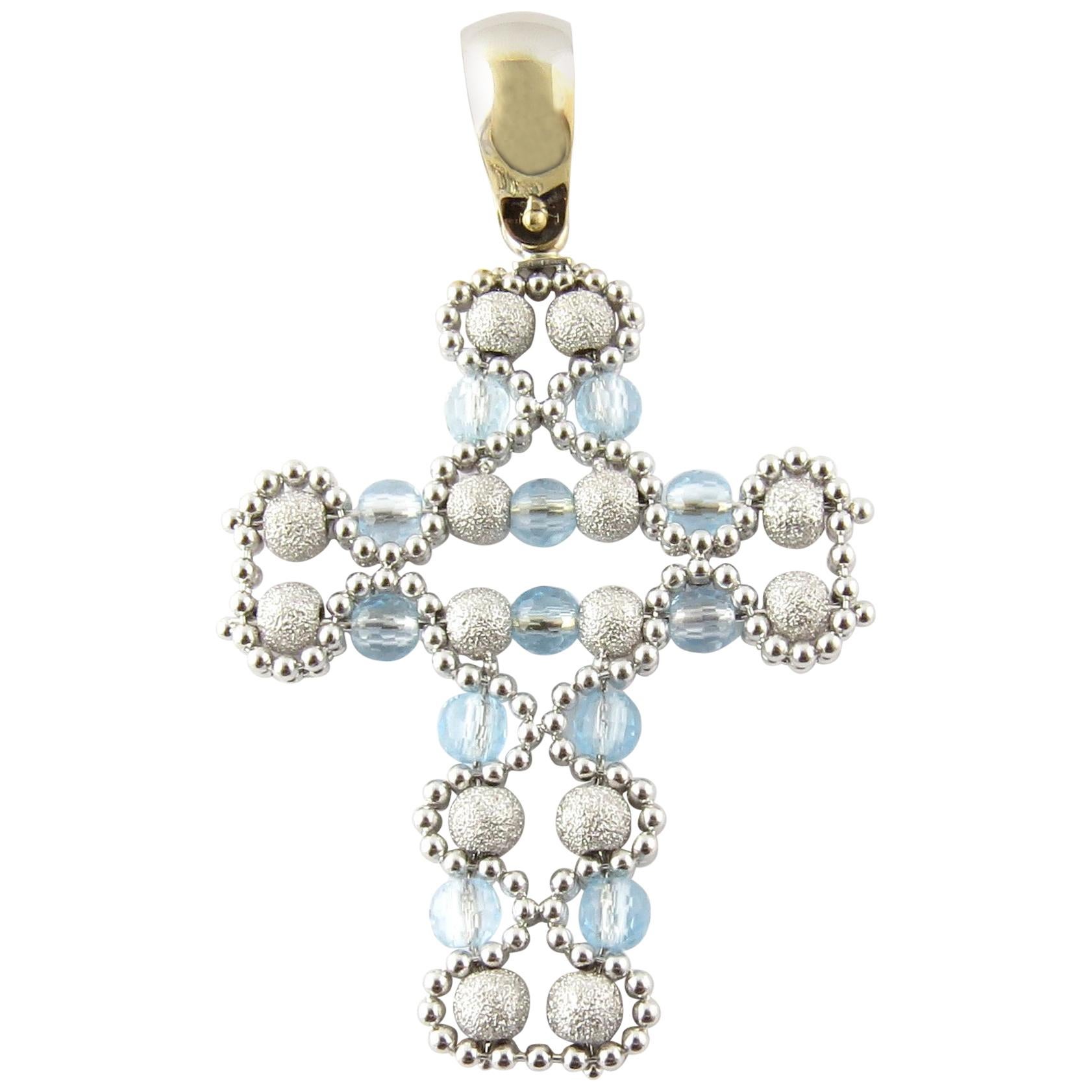 18 Karat White Gold Beaded Cross Pendant at 1stDibs