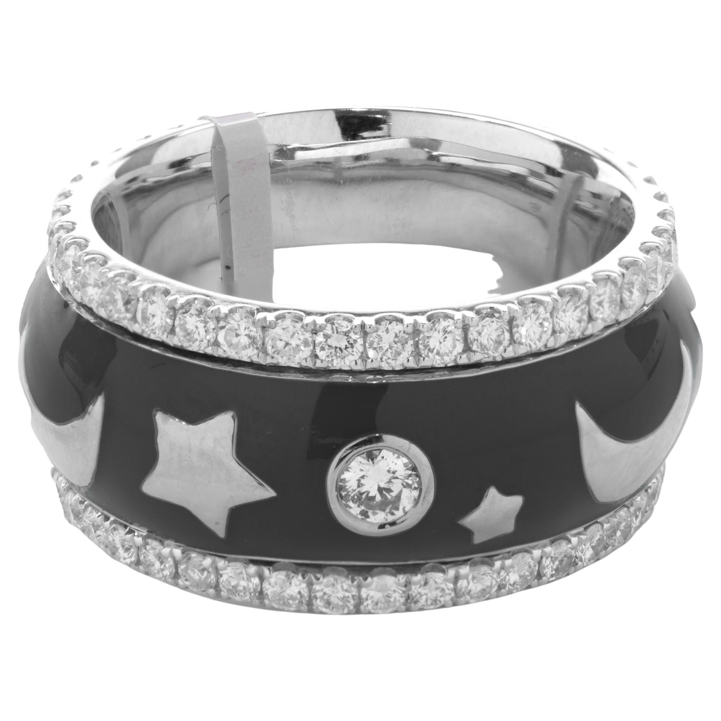 Hidalgo 18 Karat White Gold Blue Enamel Band For Sale at 1stDibs