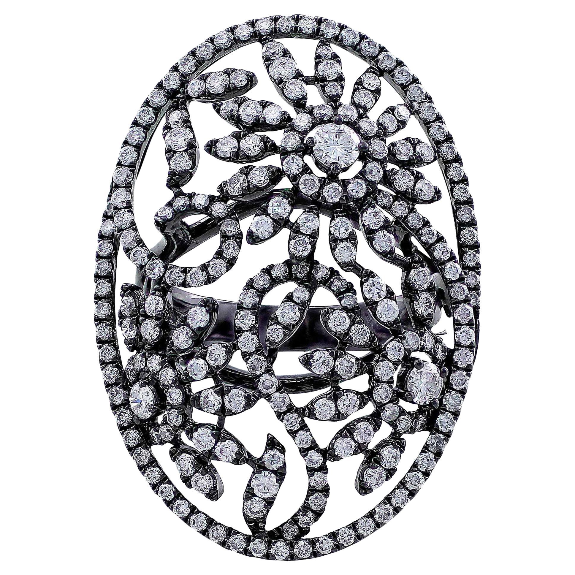 18 Karat Black Rhodium Gold, Black Diamond Nail Knuckle Ring For Sale ...