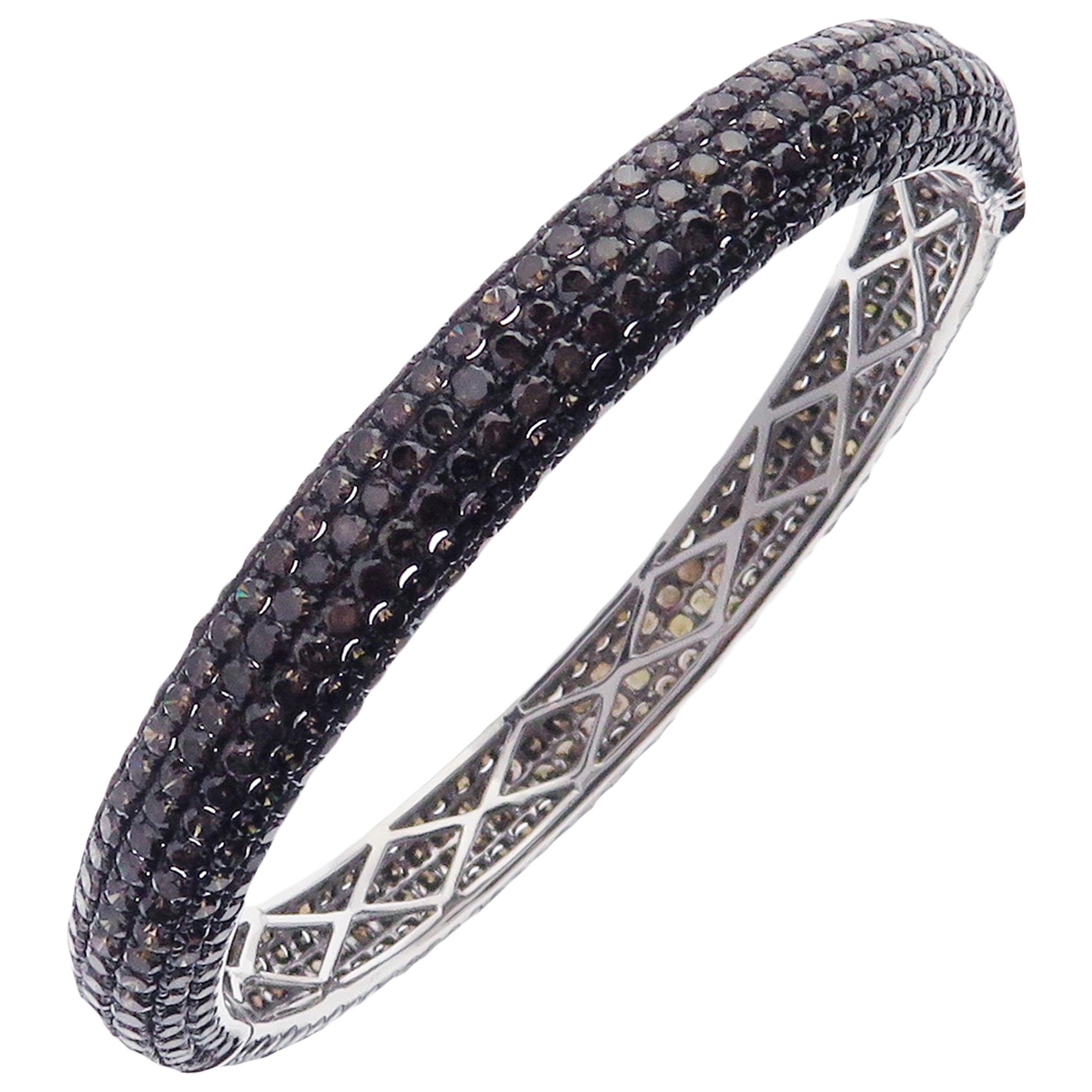 Pave Diamond Gold Eternity Bracelet at 1stDibs