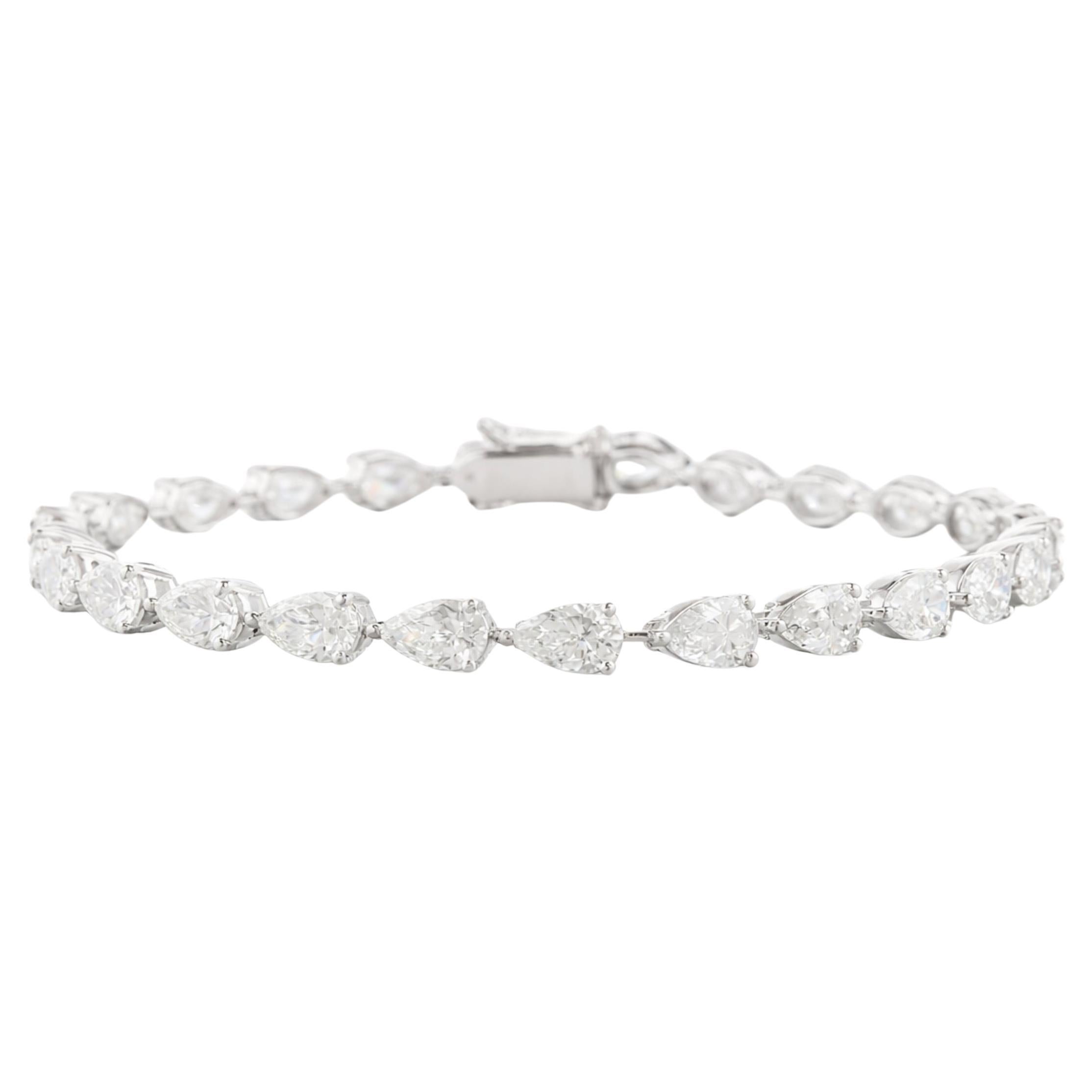 Bespoke Teardrop Pear Cut Diamond Tennis Bracelet in 14K/18K gold or ...
